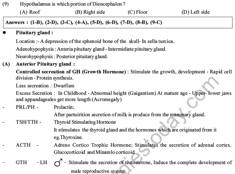 NEET Biology Chemical Coordination and Control MCQs Set B with Answers